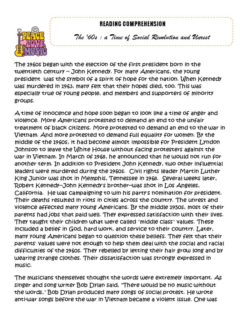 The 60s A Time of Social Revolution and Unrest | PDF | Hippie | John F ...