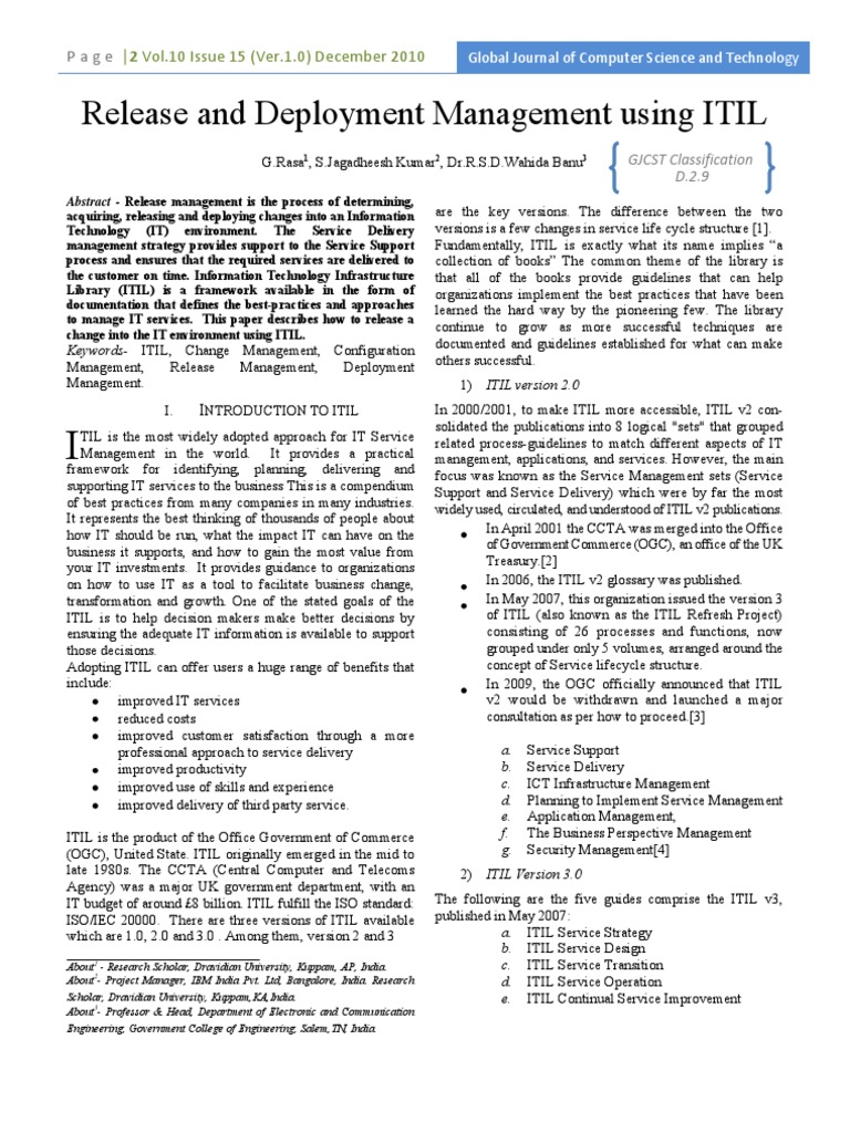 Release and Deployment Management Using ITIL | PDF | Itil | Accountability