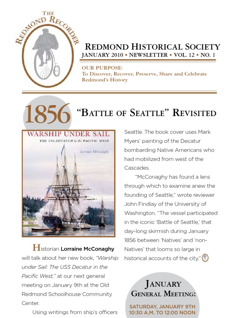 Redmond Historical Society Newsletter Jan 2010 | PDF