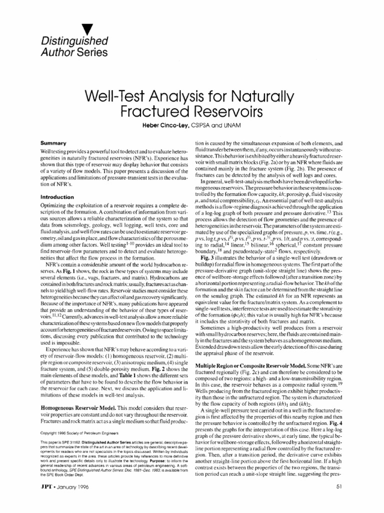 Well-Test Analysis For Naturally Fractured Reservoirs: Series | PDF ...