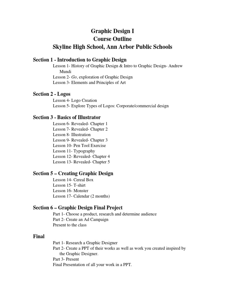 Graphic Design I Course Outline | PDF