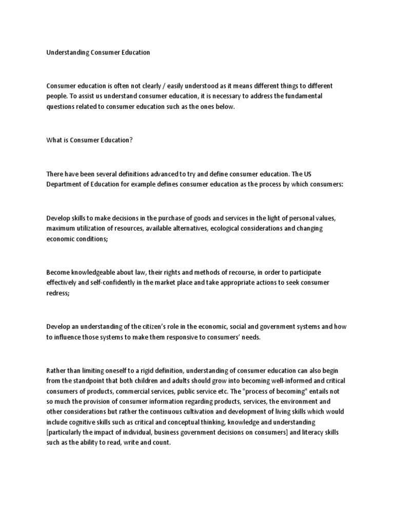 Understanding Consumer Education | PDF | Resource | Poverty