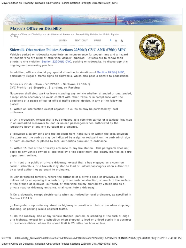 CCSF - Mayor's Office On Disability - Sidewalk Obstruction Policies ...