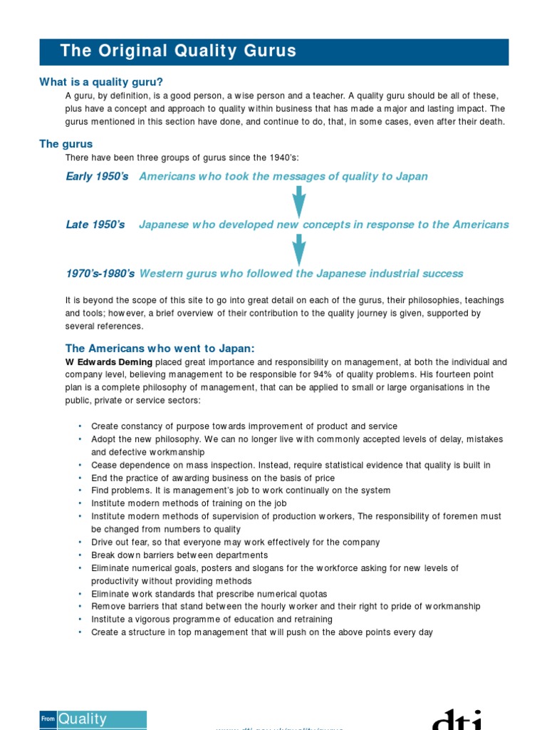 Quality Management Gurus Theories | PDF | Career & Growth | Business