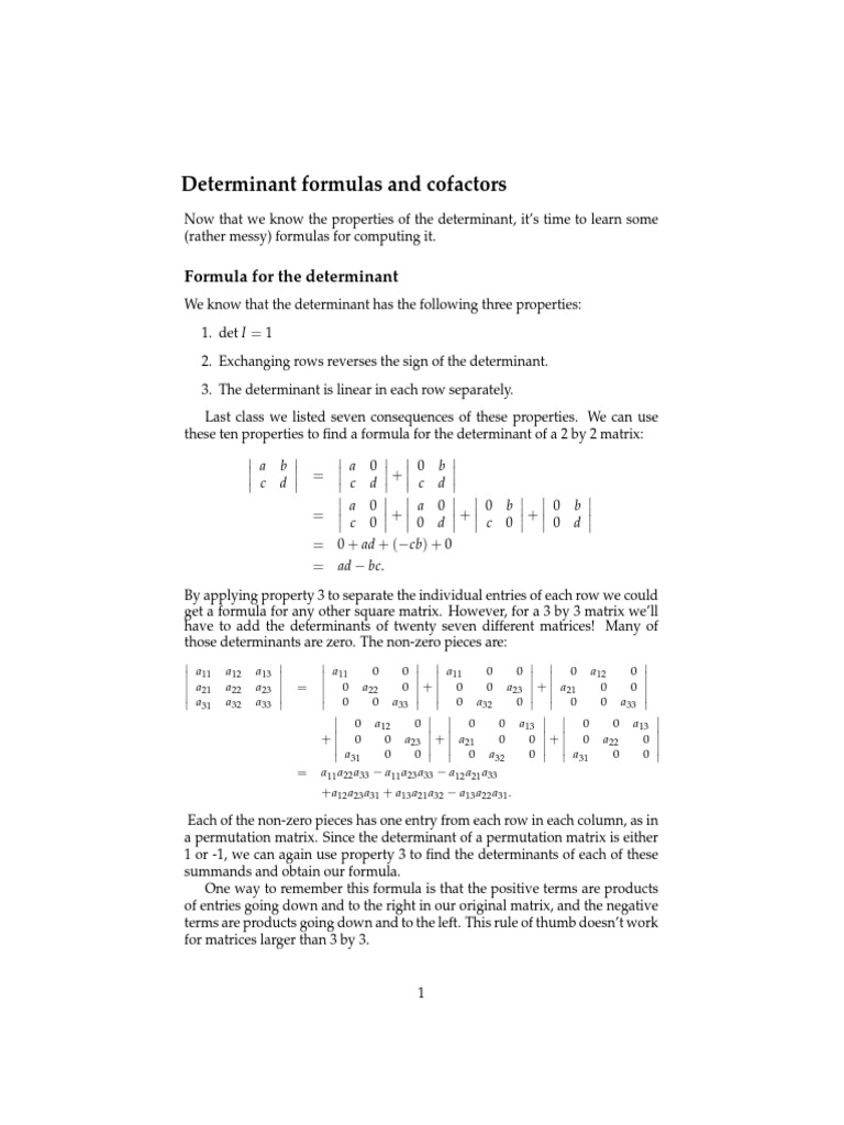 Determinants and CoFactors | PDF | Determinant | Matrix (Mathematics)