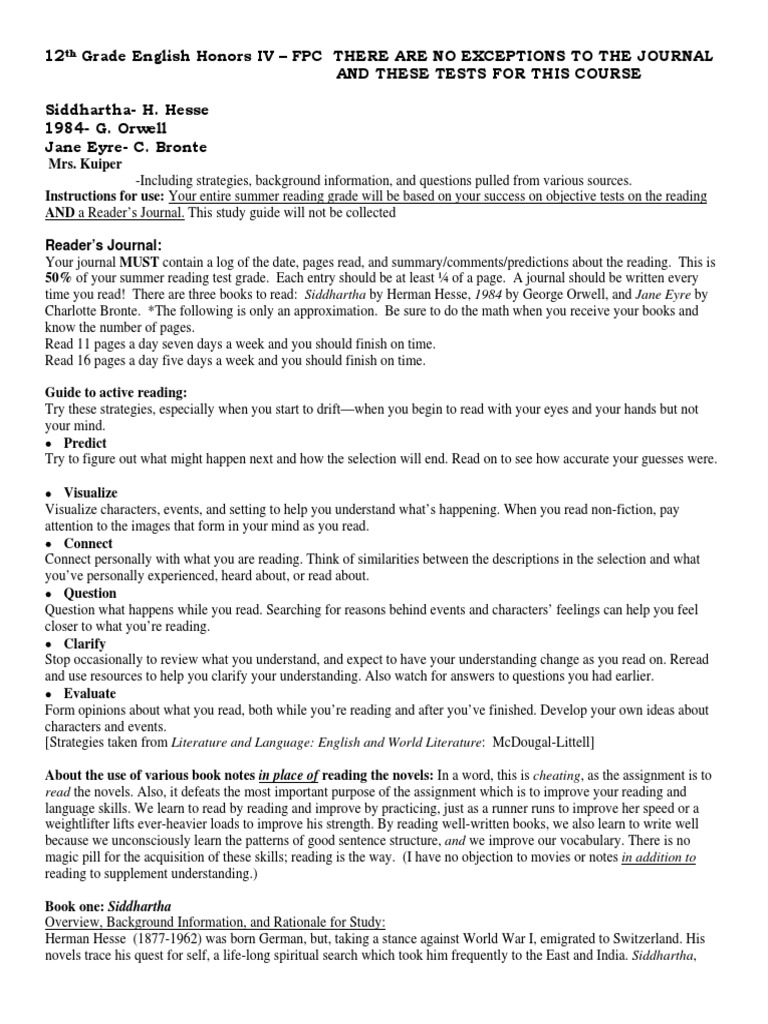 1984 Worksheet | PDF | Jane Eyre