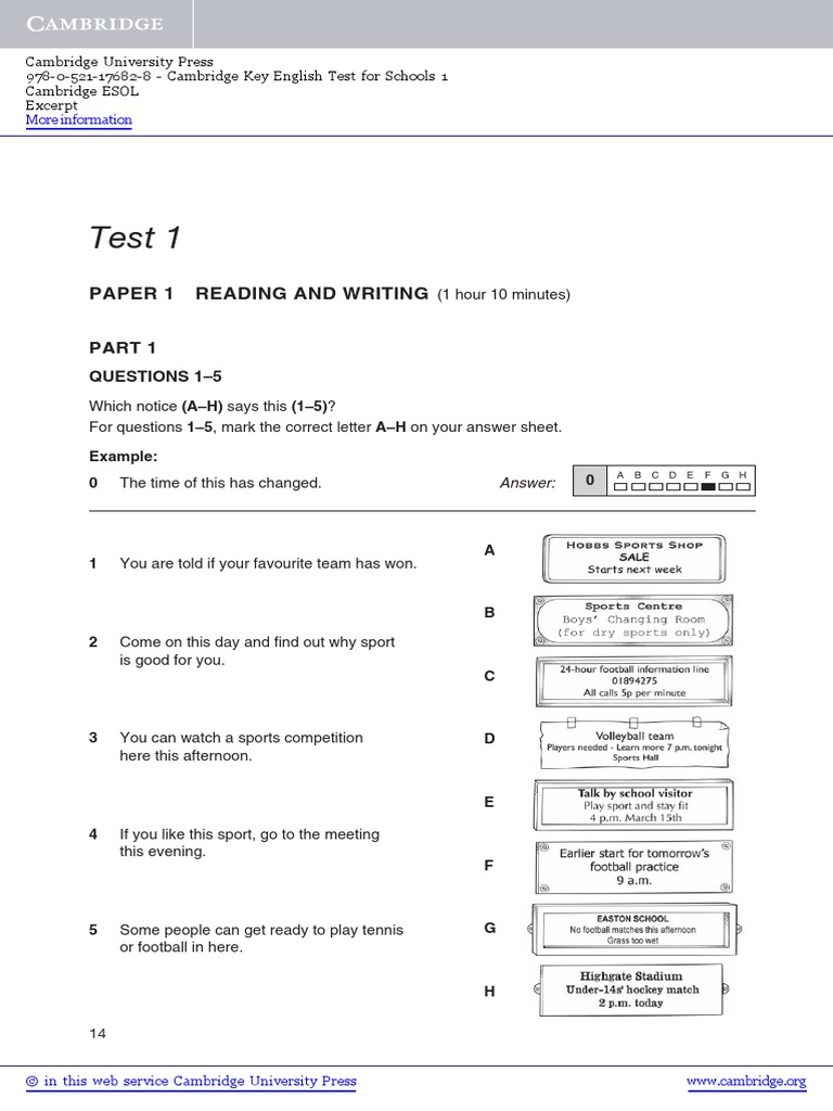 ket cambridge excerpt