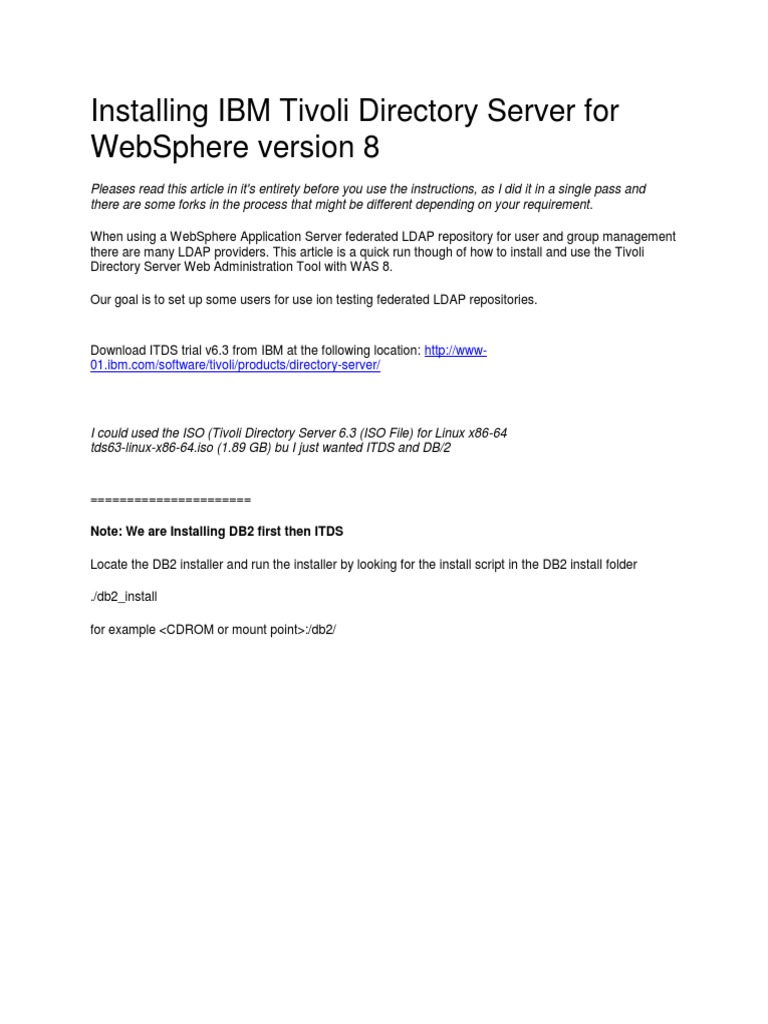 Installing Ibm Tivoli Directory Server For Websphere Version 8 | PDF ...