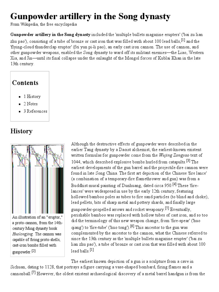 Gunpowder Artillery in The Song Dynasty: From Wikipedia, The Free ...