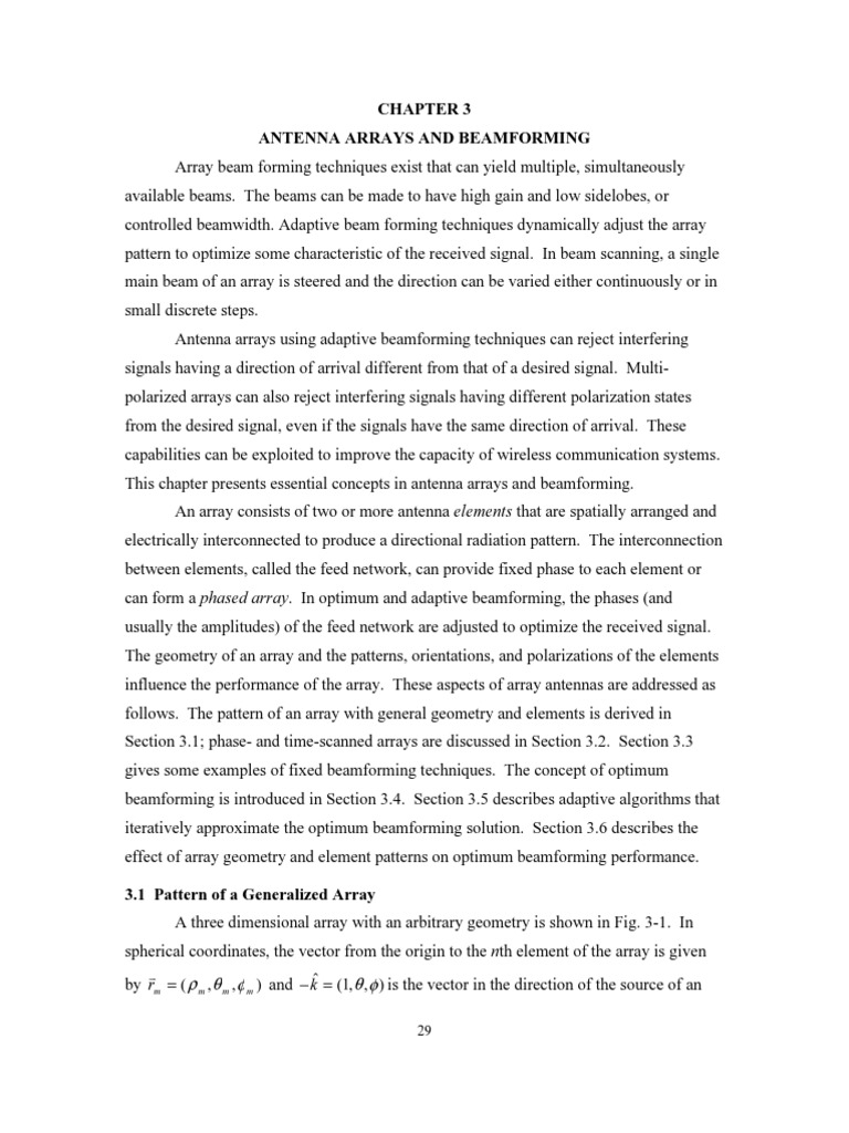 Chapter 3 Antenna Arrays and Beamforming Array Beam Forming Techniques ...