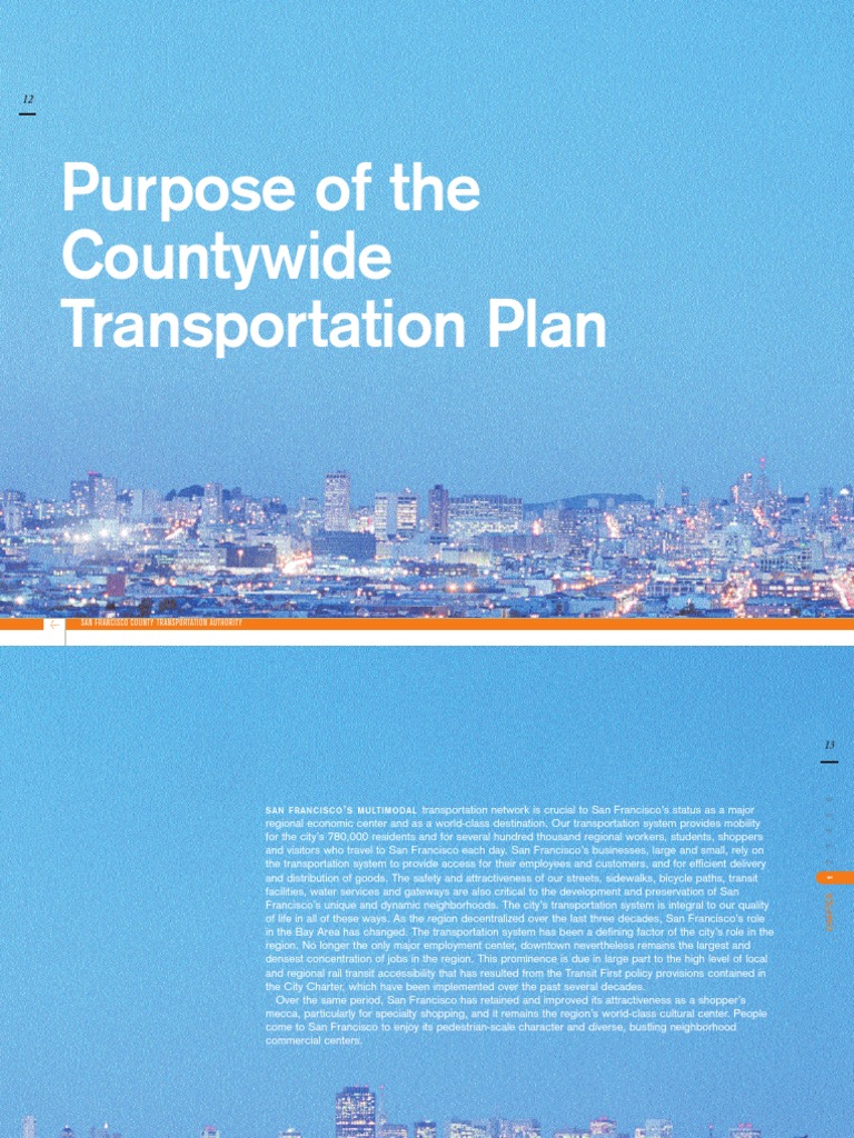 Purpose of The Countywide Transportation Plan: San Francisco County ...