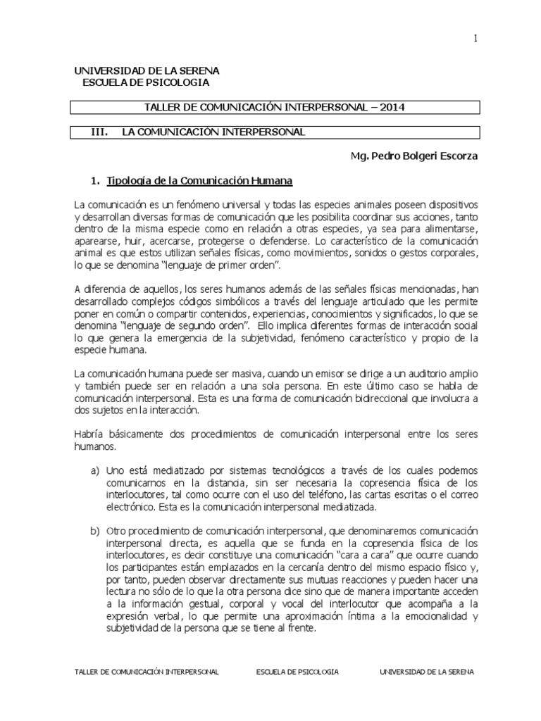 Tipos de Comunicación Interpersonal | PDF | Comunicación | Las emociones