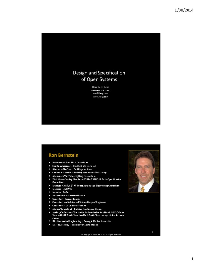 Design and Specification of Open Systems: Ron Bernstein | PDF | Gateway ...