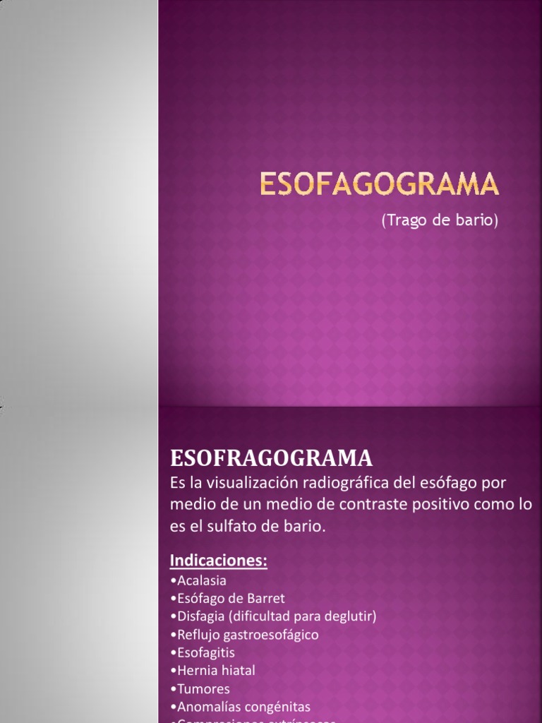 ESOFAGOGRAMA | PDF | Enfermedades digestivas | Medicina CLINICA