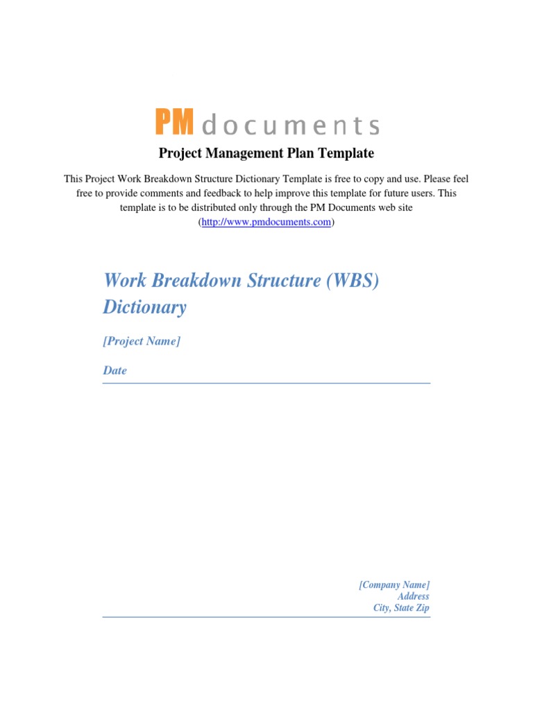 WBS Dictionary Template for Projects | PDF | Systems Engineering ...