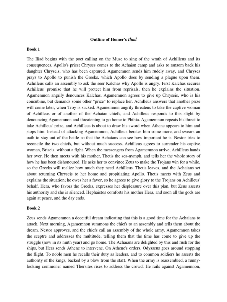 Outline of Iliad | PDF | Hector | Achilles