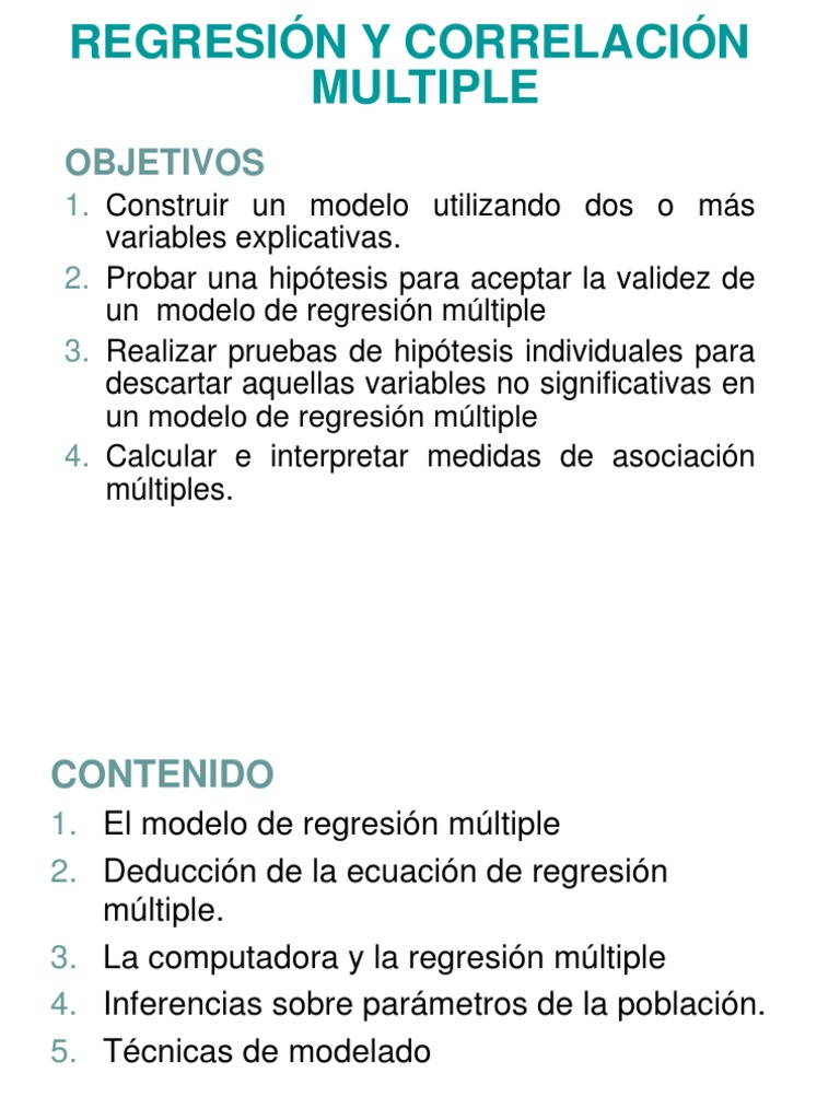Regresión y Correlación Multiple | PDF | Regresión lineal | Análisis de regresión