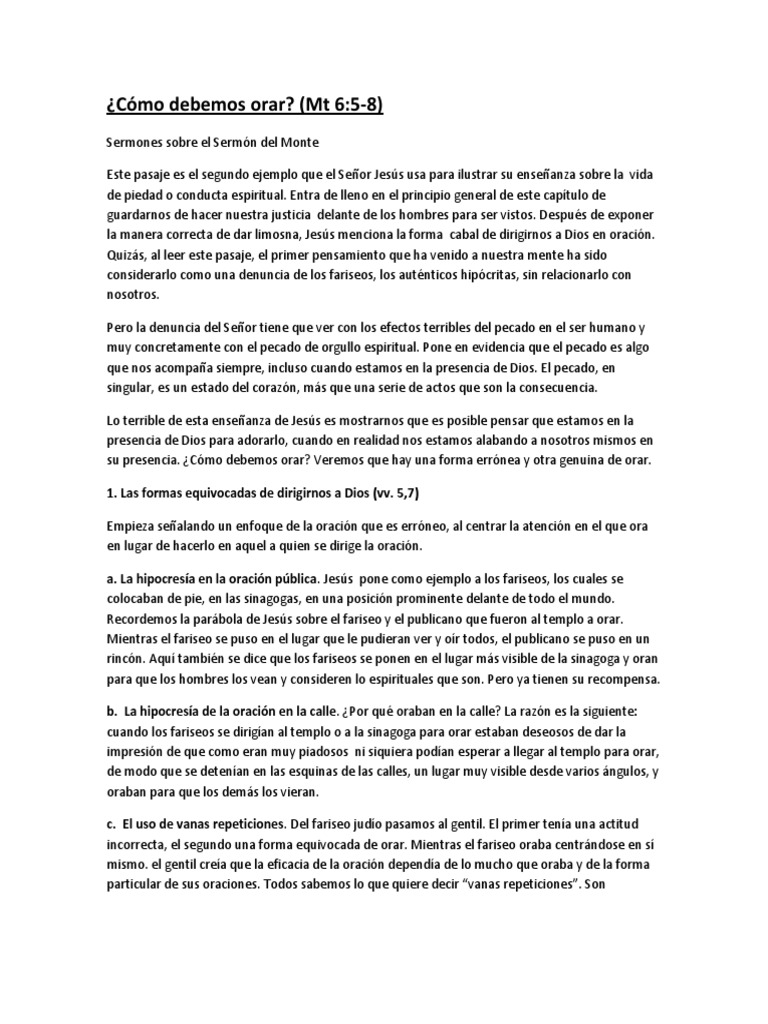 Cómo Debemos Orar | PDF | Oración | Pecado