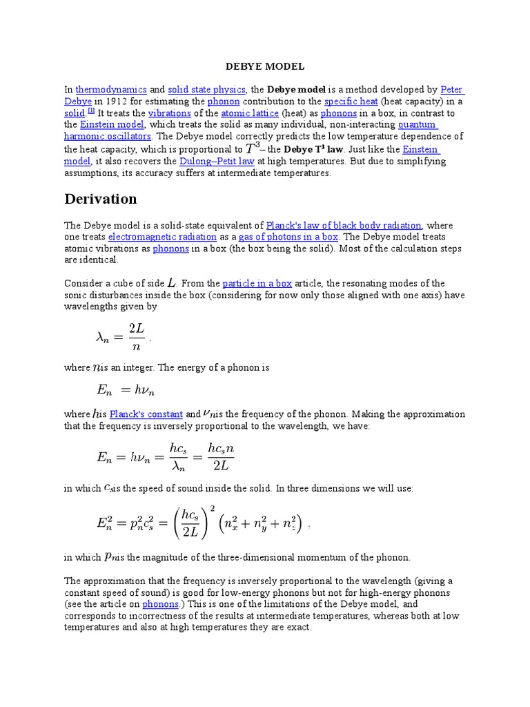 Debye Model | PDF | Phonon | Photon