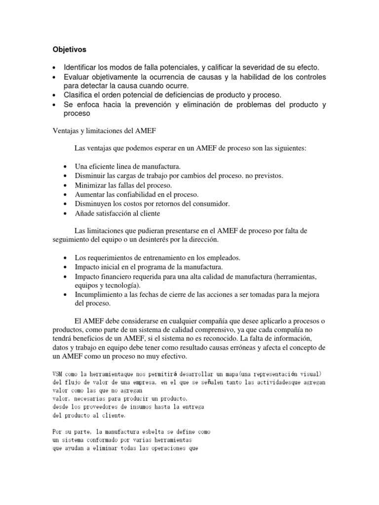 Ventajas y Limitaciones del AMEF y VSM | PDF | Lean Manufacturing ...