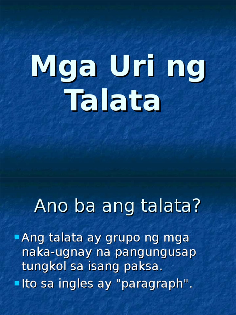 Mga Uri NG Talata | PDF