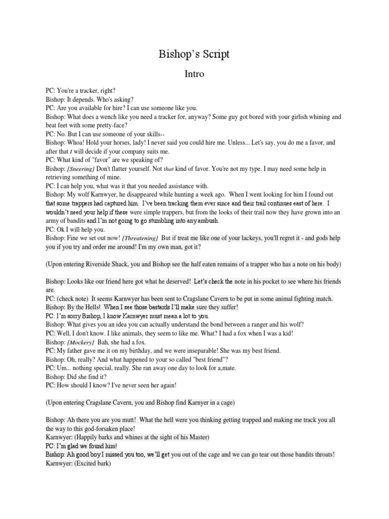 Final Bishop Script | PDF | Leisure