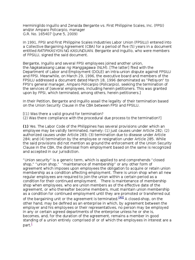 Inguillo V First Phil. Scales | PDF | Due Process Clause | Collective ...