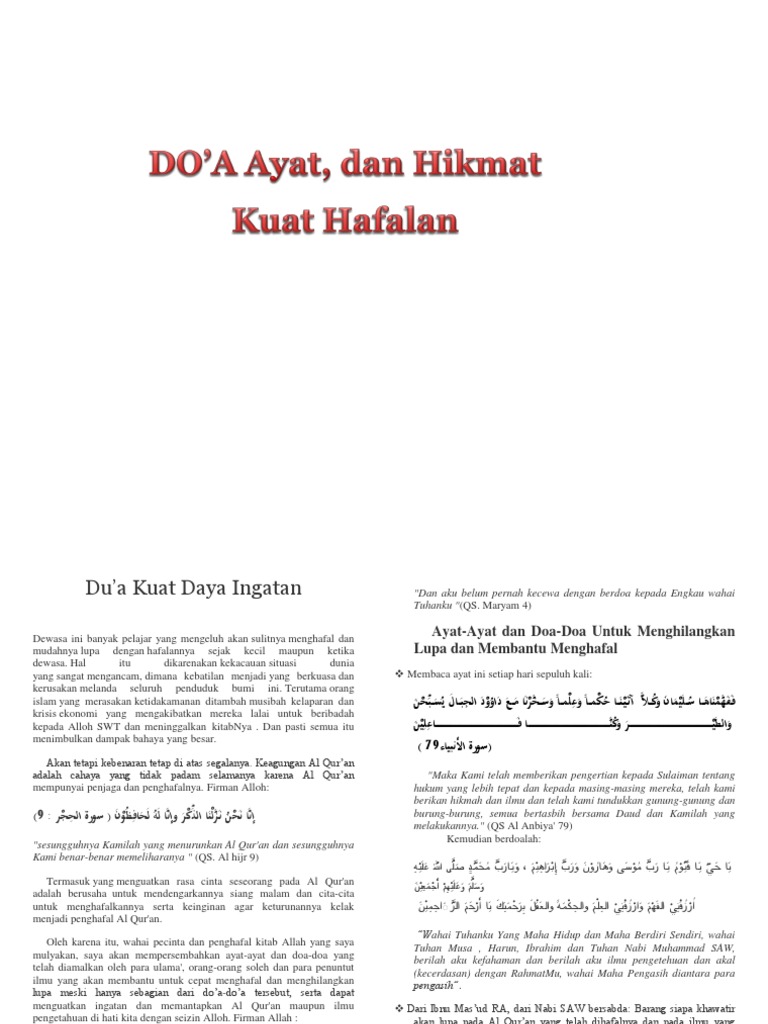 Doa Kuat Ingatan | PDF