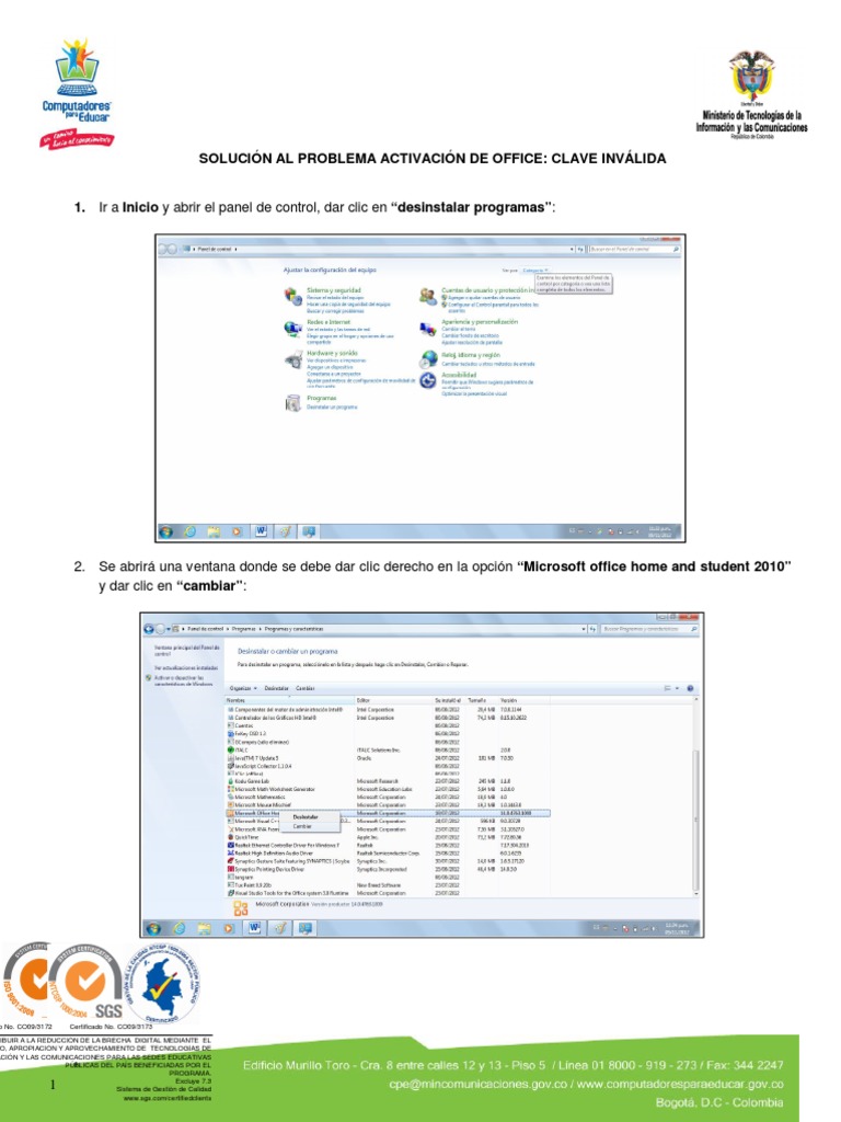 Solucion Activacion Office 2007 | PDF | Calidad (comercial) | Internet
