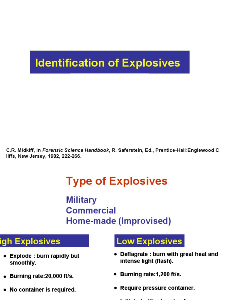 Identification of Explosives | Chemistry | Materials