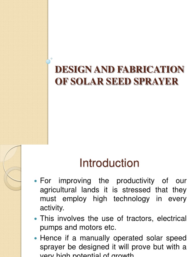 Solar-Powered Seed Sprayer Design | PDF | Solar Panel | Solar Energy