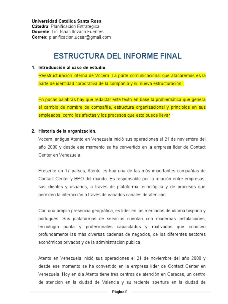 Reestructuración de Vocem en Venezuela | PDF | Venezuela | Recursos humanos