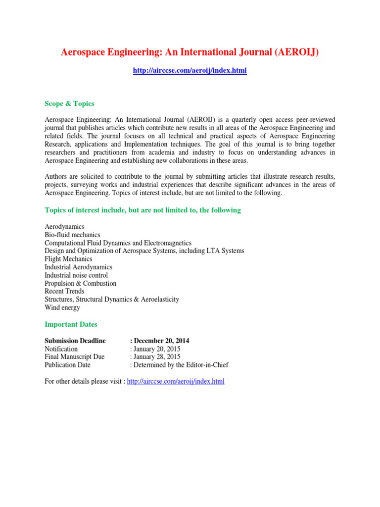 AEROIJ: Aerospace Engineering Journal | PDF