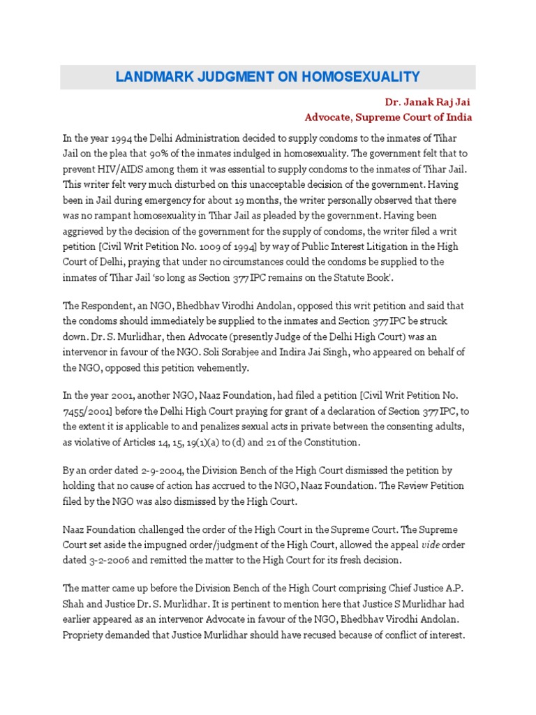 Landmark Judgment | PDF | Supreme Courts | Supreme Court Of India