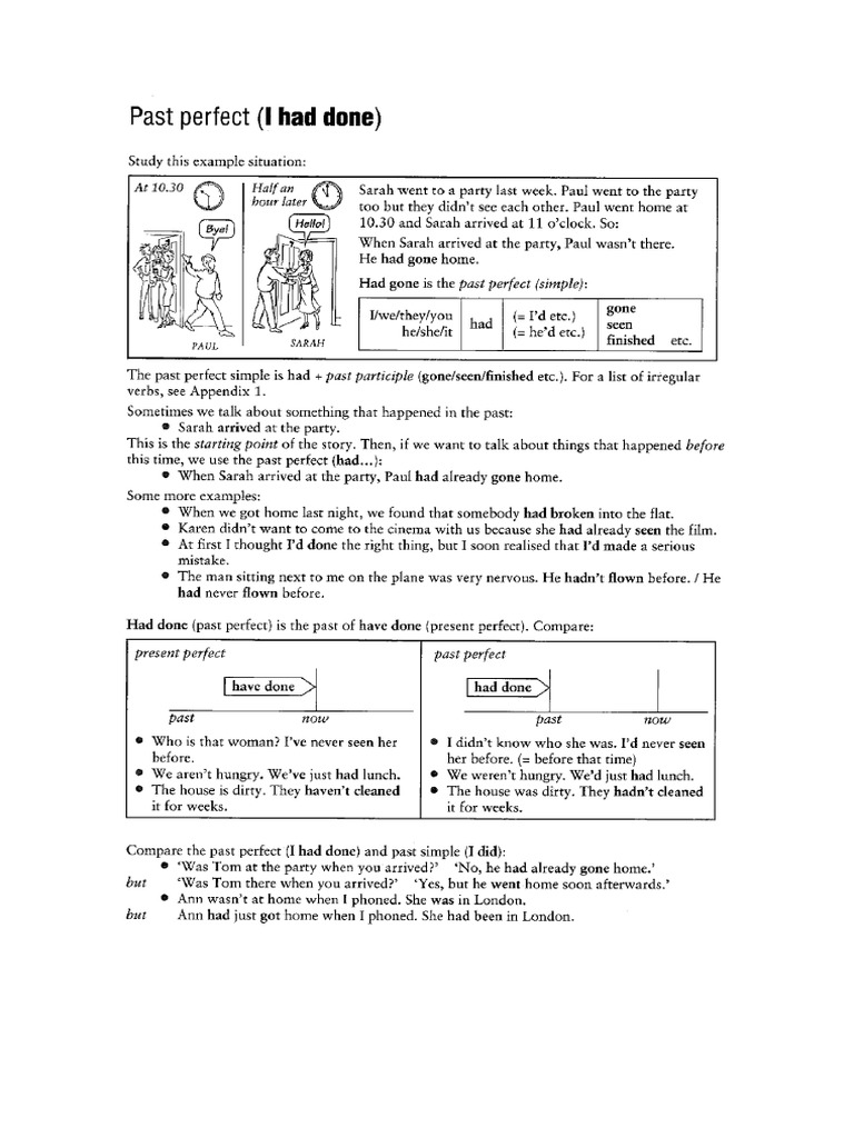 Past Perfect-Grammar and Exercises | PDF