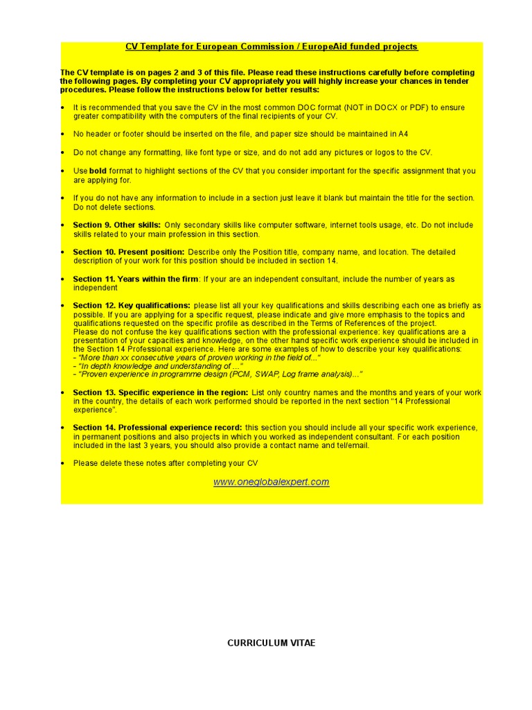 CV Ec Template English | Download Free PDF | File Format | Portable ...