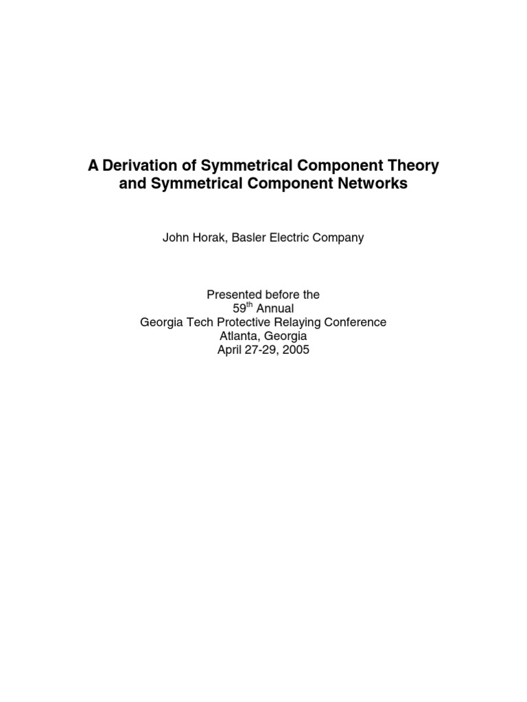 Symmetrical Components of Electrical Network | Download Free PDF ...