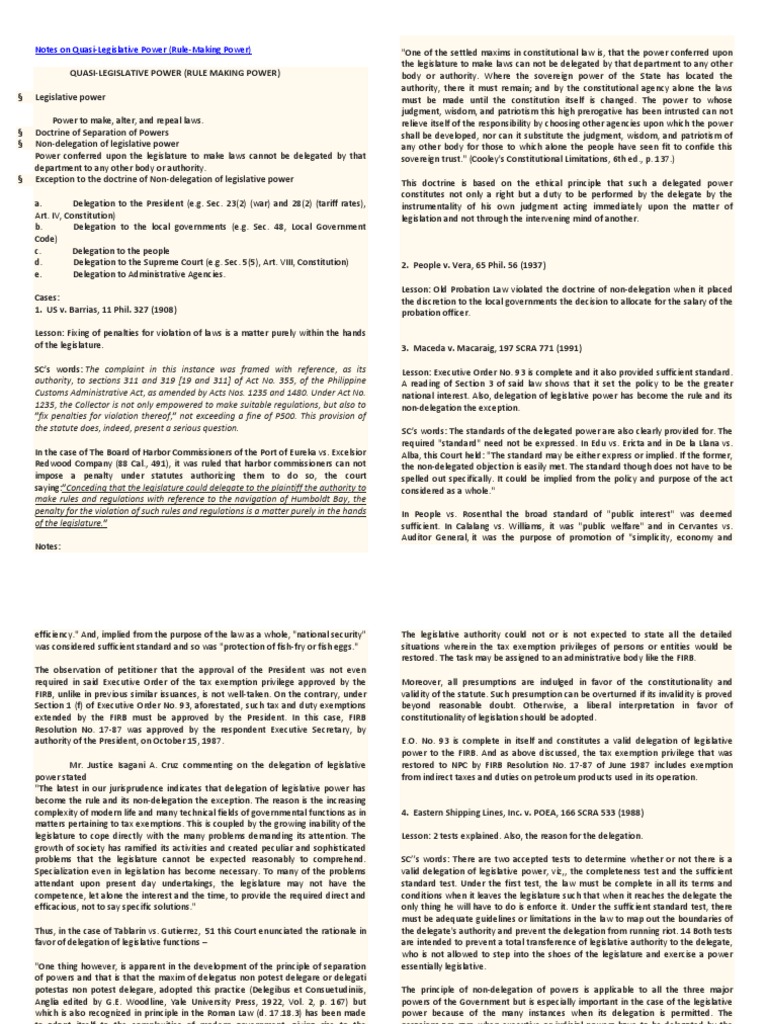 Understanding Quasi-Legislative Power | PDF | United States Congress ...