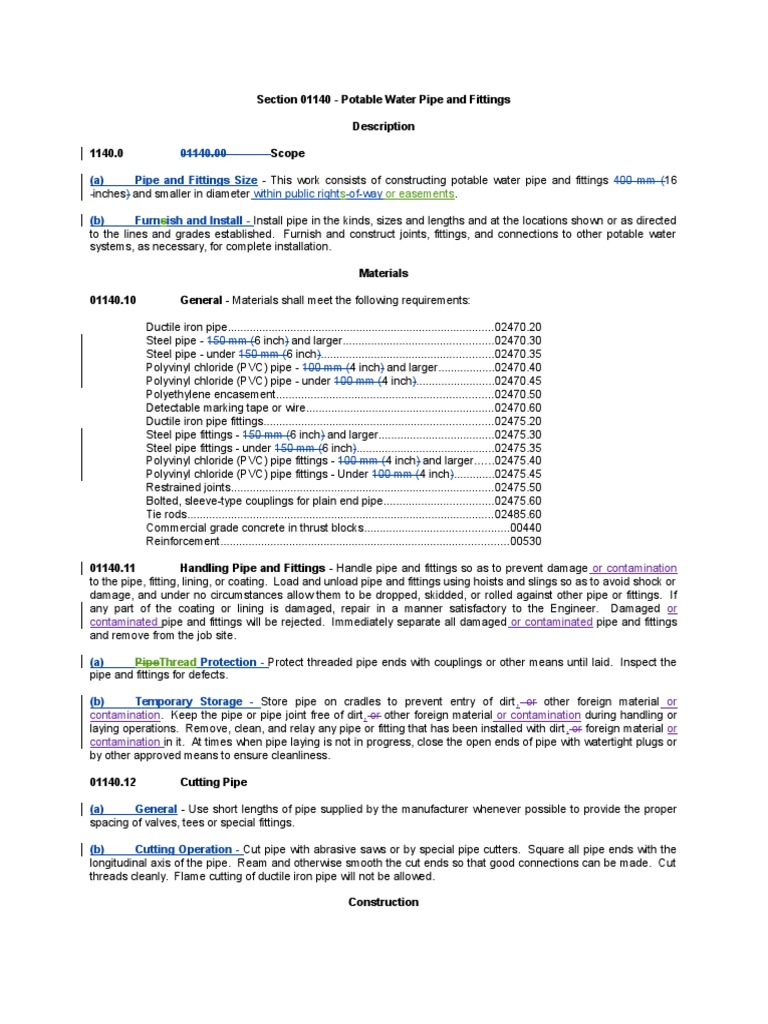 Potable Water Pipe and Fittings | PDF | Pipe (Fluid Conveyance) | Chlorine