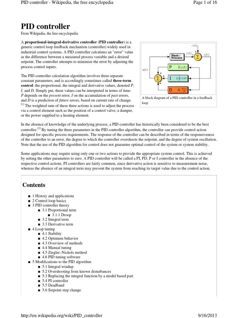 PID Controller: Control: The Proportional, The Integral and Derivative ...