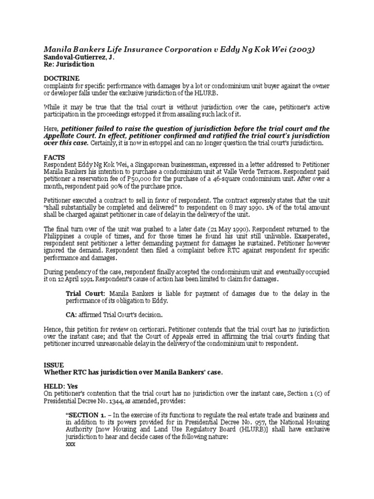 Manila Bankers Life Insurance Corporation V Eddy NG Kok Wei | PDF ...