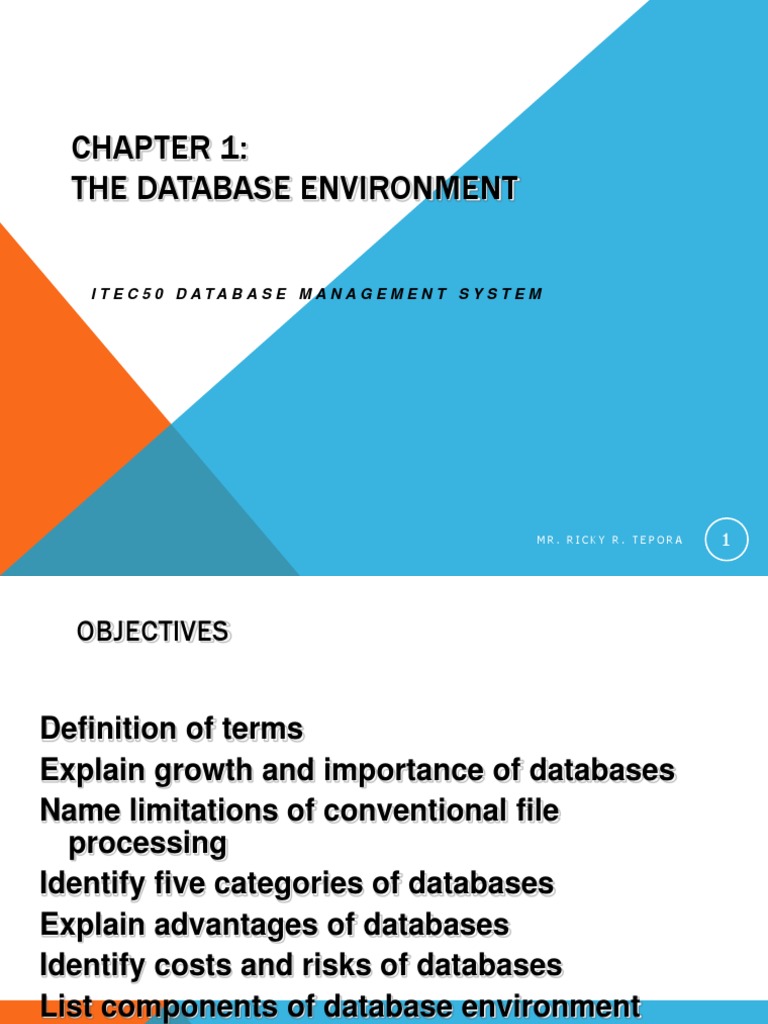 The Database Environment: Itec50 Database Management System | PDF | Data Model | Databases