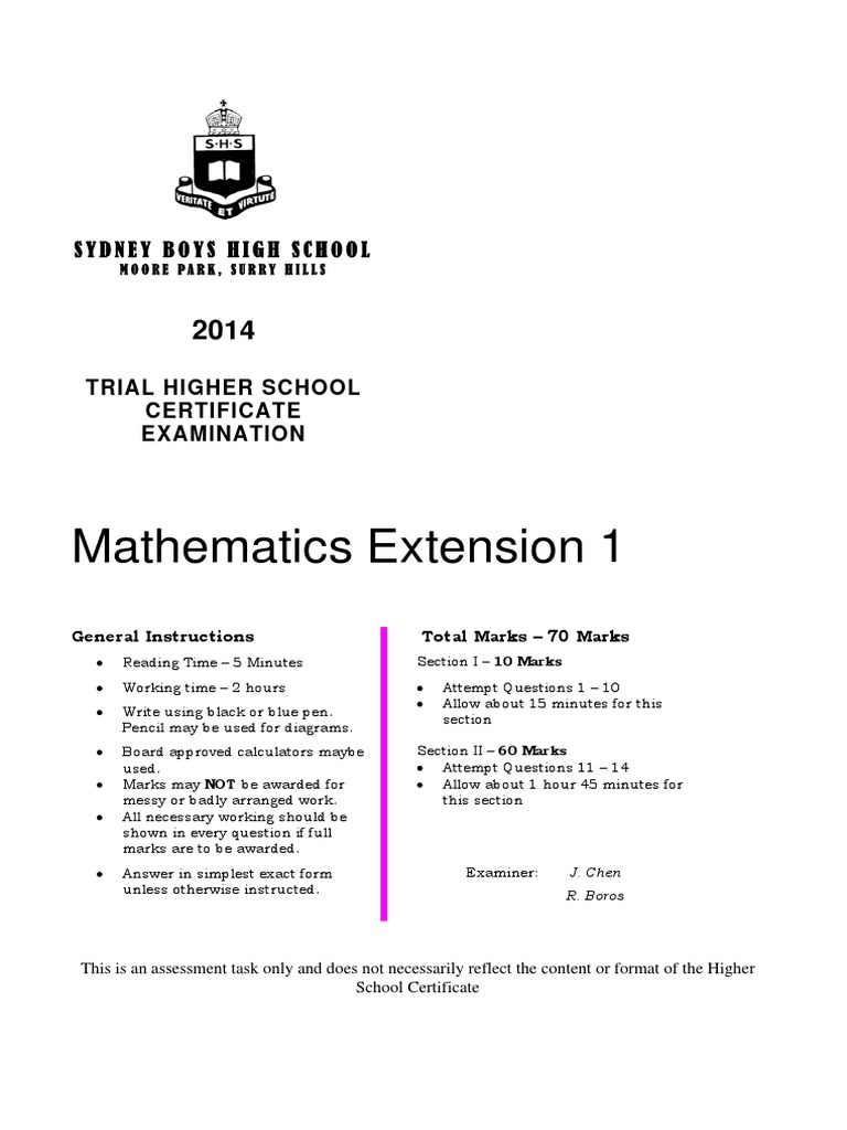 2014 X1 THSC | PDF | Trigonometric Functions | Sine