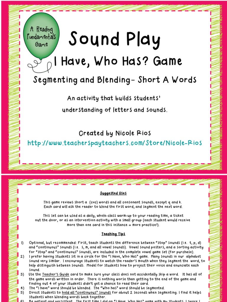 I Have Who Has | PDF | Consonant | Languages