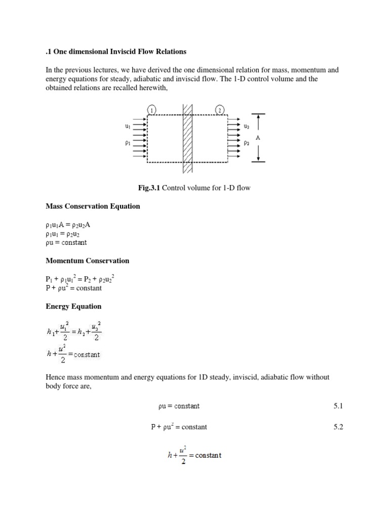 One Dimensional Flow | PDF | Mach Number | Fluid Dynamics
