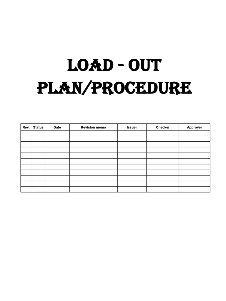 Load Out Plan | Personal Protective Equipment | Pump