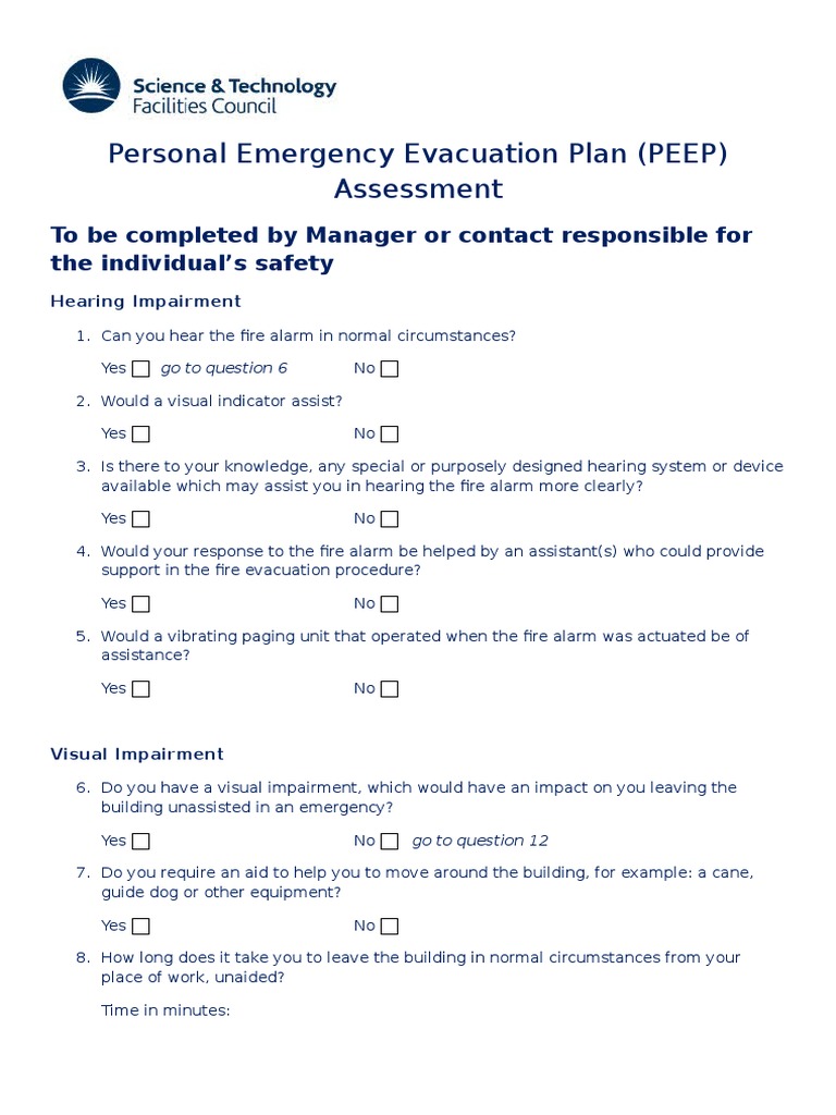 PEEP Assessment | Download Free PDF | Emergency Evacuation | Emergency