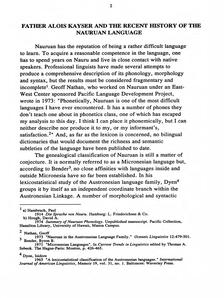 The Revitalization of the Nauruan Language: Father Alois Kayser's ...