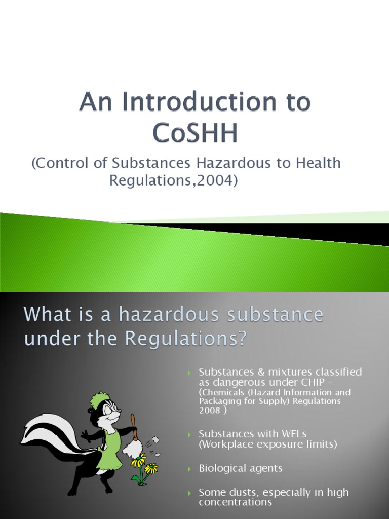 Coshh Presentation Safety Chemistry