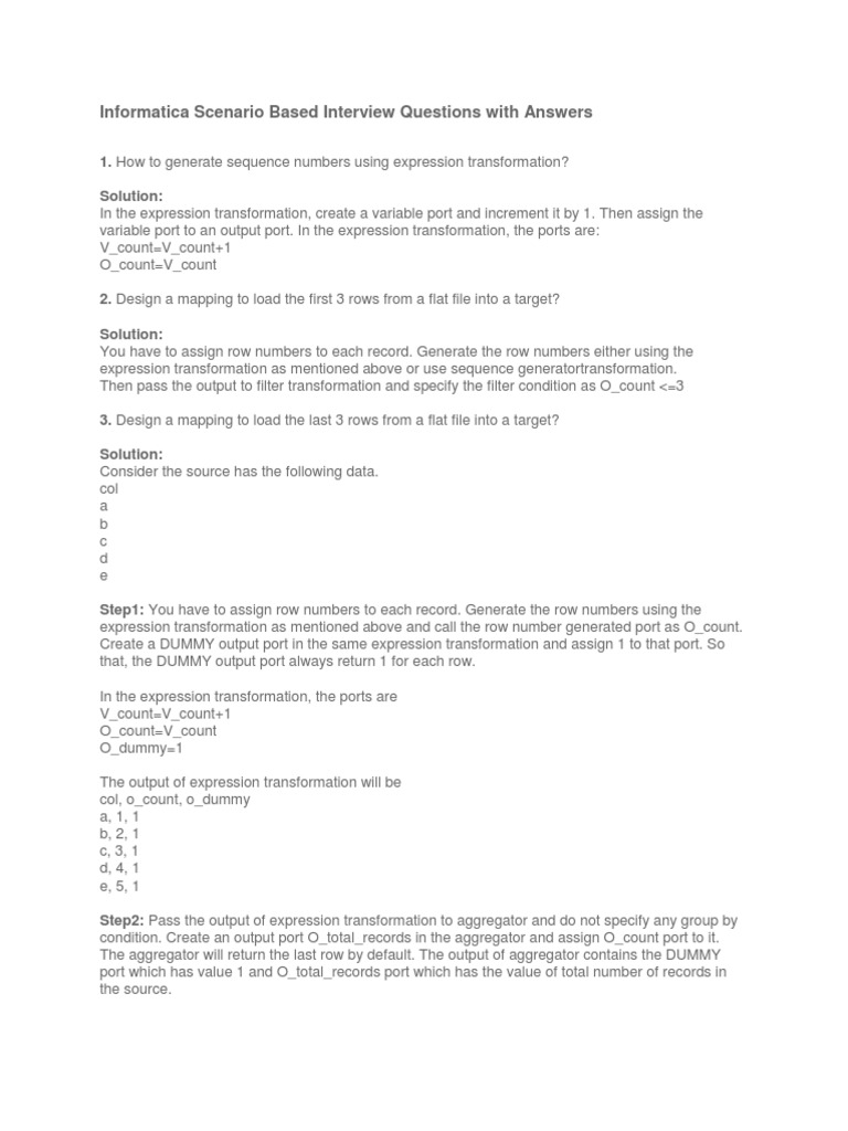 Informatica Scenario Based Interview Questions With Answers Pdf